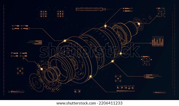 3d Hud Machine Detail Minimalistic Gold Stock Vector (Royalty Free ...