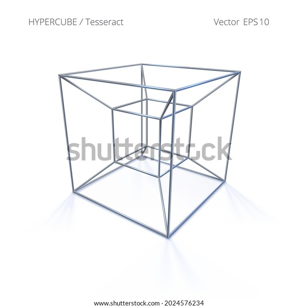 3d Hypercube Vector Hollow Tesseract Realistic Stock Vector (Royalty ...