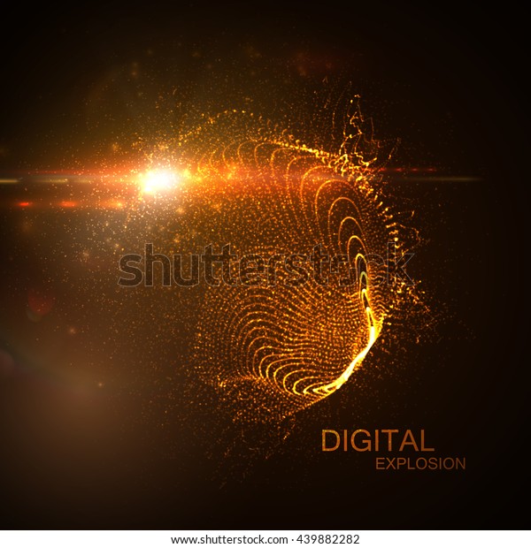 3d Illuminated Abstract Digital Neon Splash Stock Vector (Royalty Free ...