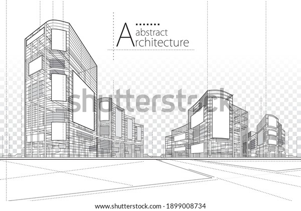 3d Illustration Architecture Building Construction Perspective Stock ...