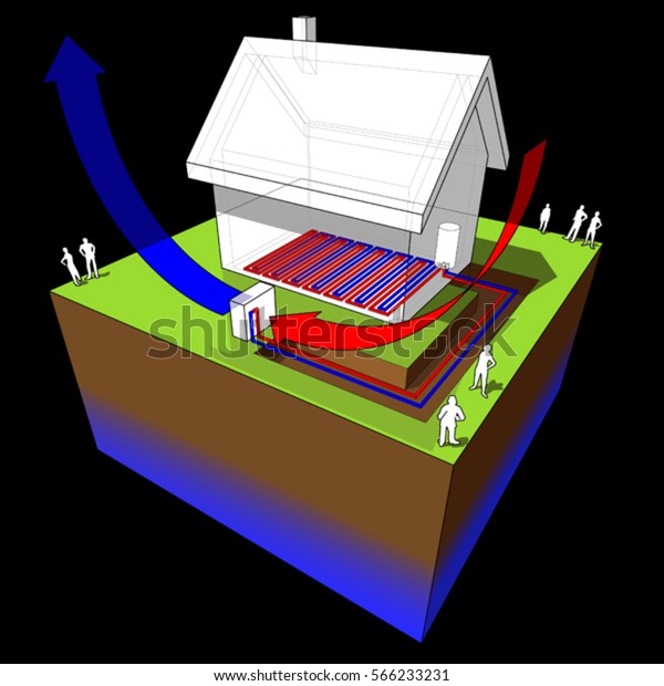 3d Illustration Diagram Simple Detached House Stock Vector (Royalty ...