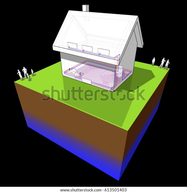 3d Illustration Diagram Simple Detached House: vector de stock (libre ...