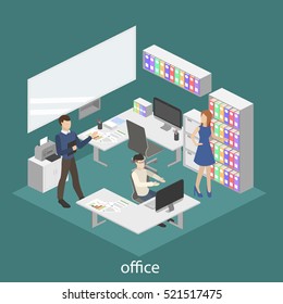 3d Isometric Interior Design Office Department Stock Vector (Royalty ...
