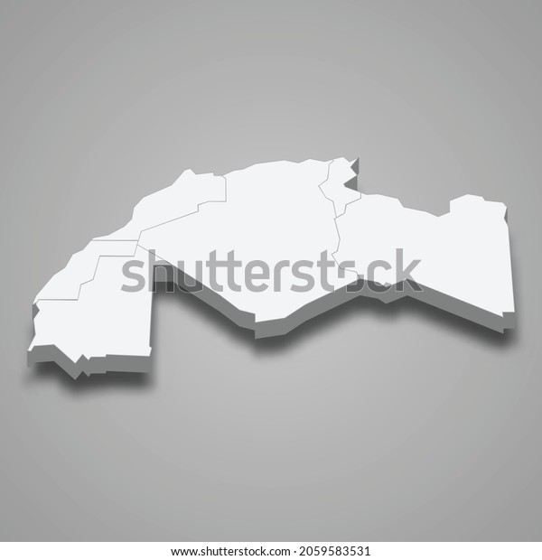 3d Isometric Map Maghreb Region Isolated Stock Vector (Royalty Free ...