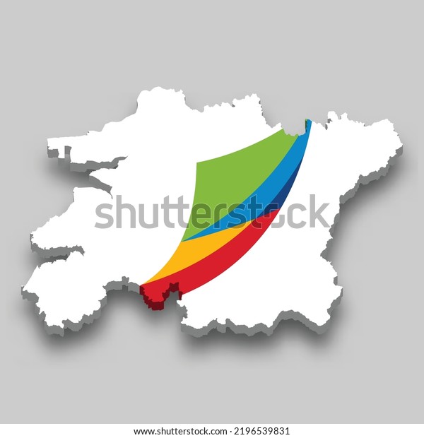 3d Isometric Map North Jeolla Region Stock Vector (Royalty Free ...