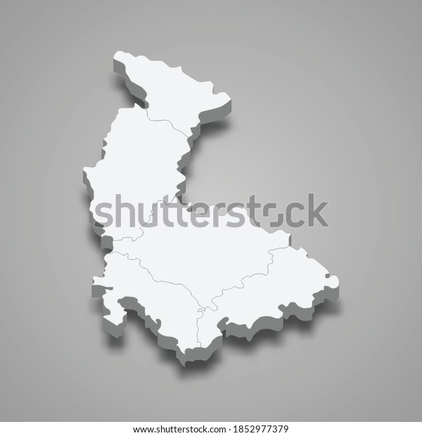 3d Isometric Map Olomouc Region Czech Stock Vector (Royalty Free ...