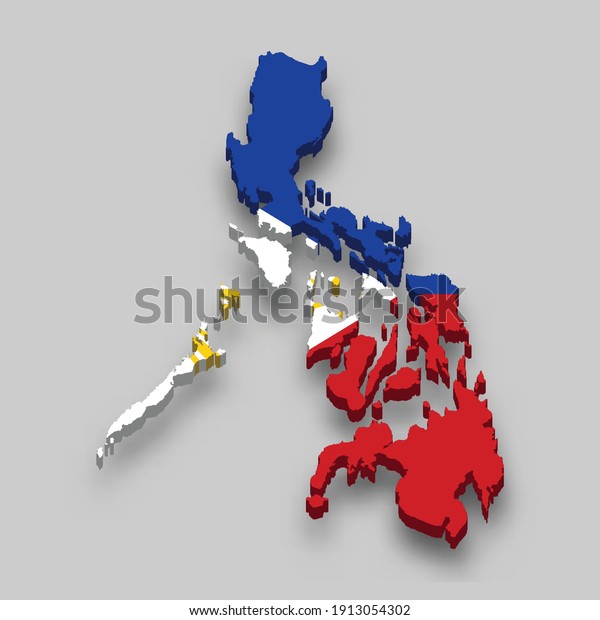 3d Isometric Map Philippines National Flag Stock Vector (Royalty Free ...