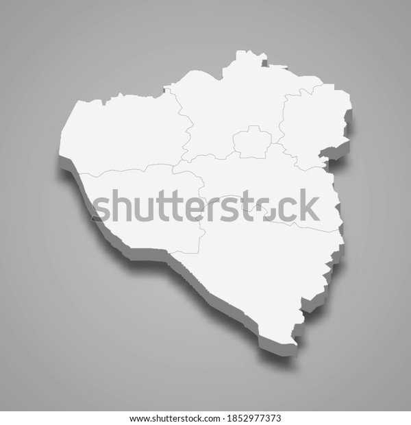 3d Isometric Map Plzen Region Czech Stock Vector (Royalty Free ...