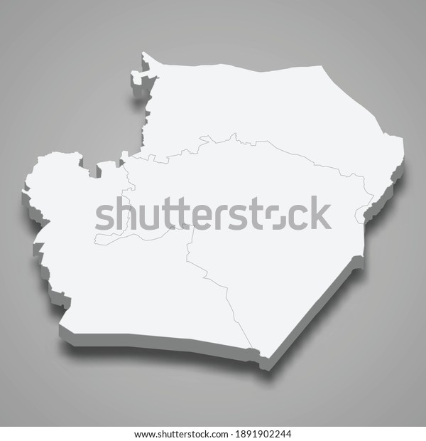3d Isometric Map Raqqa Province Syria Stock Vector (Royalty Free ...