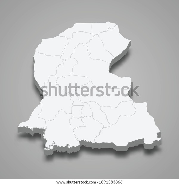 3d Isometric Map Sindh Province Pakistan Stock Vector (Royalty Free ...