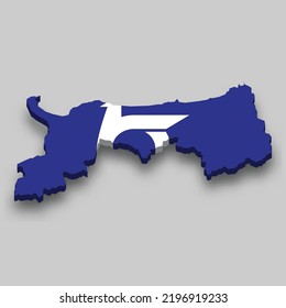 3d Isometric Map Tottori Prefecture Japan Stock Vector (Royalty Free ...
