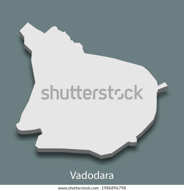 3d Isometric Map Vadodara City India Stock Vector (Royalty Free ...