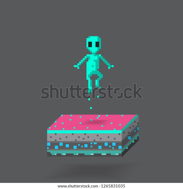 3d Isometric Pixcel 8bit Landscape Cube Stock Vector (Royalty Free ...