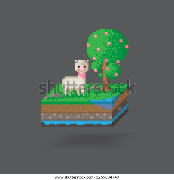 3d Isometric Pixcel 8bit Landscape Cube Stock Vector (Royalty Free ...