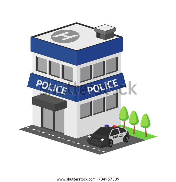 3d Isometric Police Building Flat Style Stock Vector (Royalty Free ...
