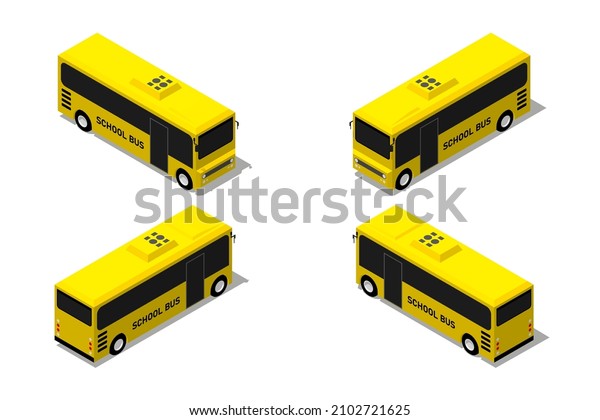 3d Isometric School Bus Yellow Bus: vetor stock (livre de direitos ...