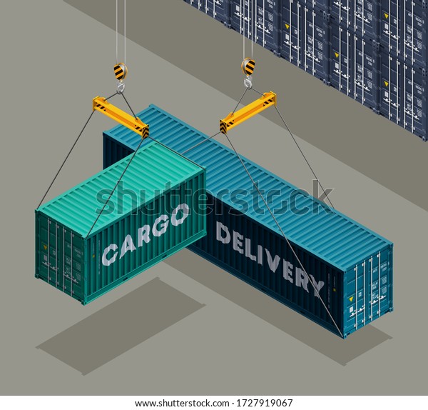 3d Isometric Shipping Cargo 20 40 Stock Vector (Royalty Free ...