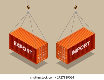 3d Isometric Two 20 Foot Container Stock Vector (Royalty Free ...