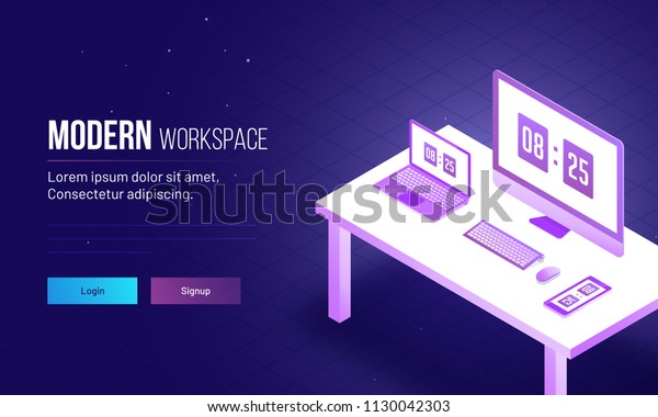 3d Isometric View Laptop Desktop Smartphone Stock Vector (Royalty Free ...