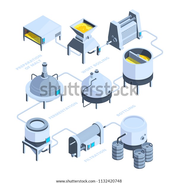 3d Landscape Brewery Vector Isometric Background Stock Vector (Royalty ...