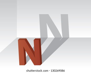 3d Letter N Shadow On Grayish Stock Vector (Royalty Free) 130269086 ...