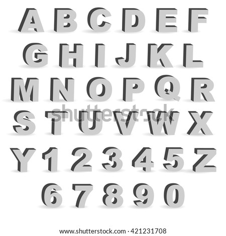 3 D Letters Numbers Shadow Vector Alphabet Stock Vector (Royalty Free ...
