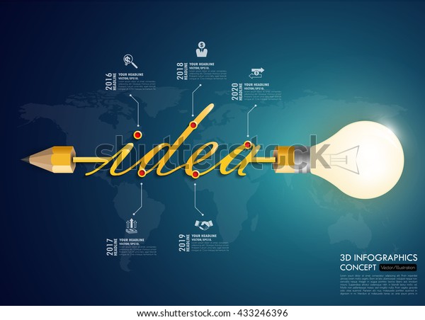 3d Light Bulb Timeline Infographic Icons Stock Vector (Royalty Free ...
