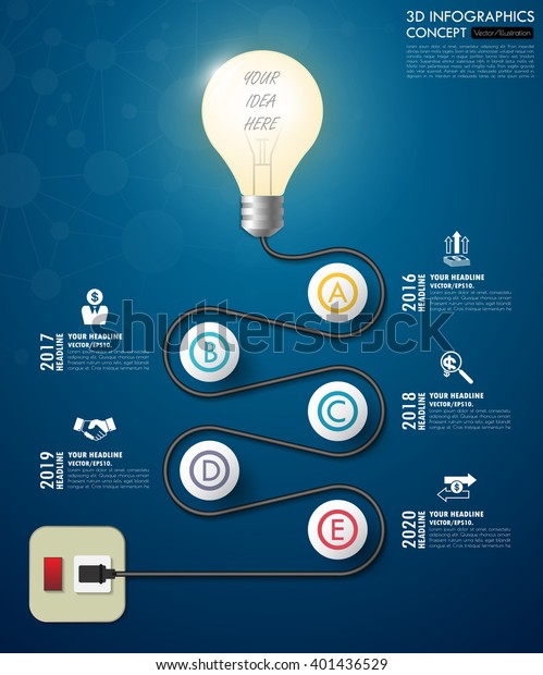 3d Light Bulb Timeline Infographics Icons Stock Vector (Royalty Free ...