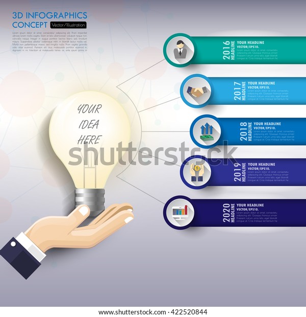 3d Light Bulb Timeline Infographics Icons Stock Vector (Royalty Free ...