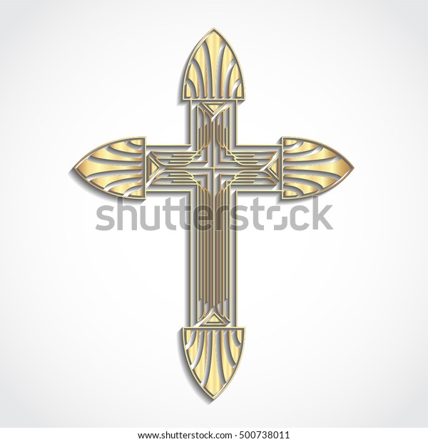 3d Light Gold Cross Art Deco Stock Vector (Royalty Free) 500738011 ...