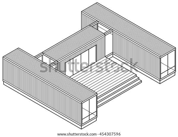 3d Lineart Drawing Housebuilding Made Out Stock Vector (Royalty Free ...