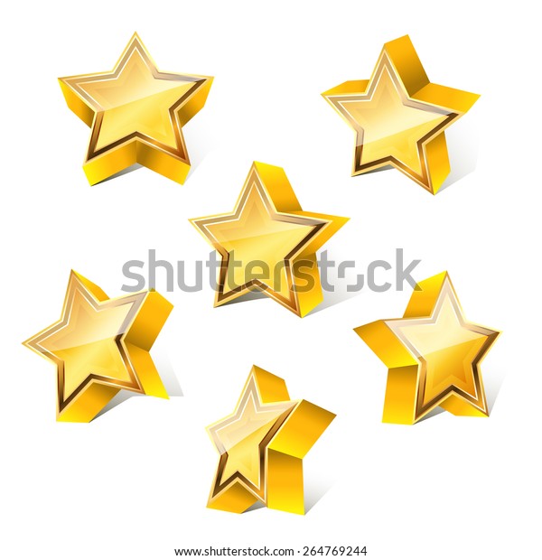 3d Little Golden Star Set Variations: เวกเตอร์สต็อก (ปลอดค่าลิขสิทธิ์ ...