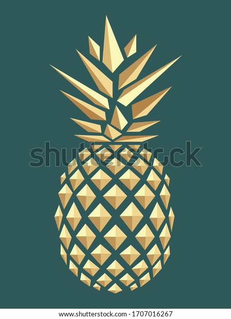 3d Low Poly Golden Pineapple Polygon Stock Vector (Royalty Free ...