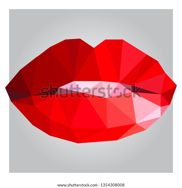 3d Low Poly Red Lips Polygon: vector de stock (libre de regalías ...