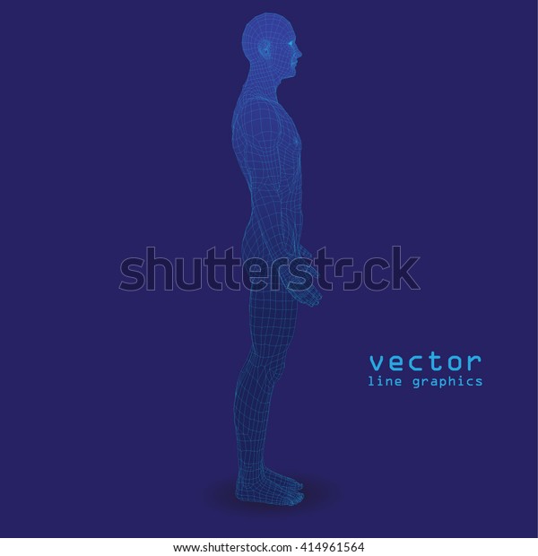 3d Man Line Graphics Dark Blue Stock Vector (Royalty Free) 414961564 ...