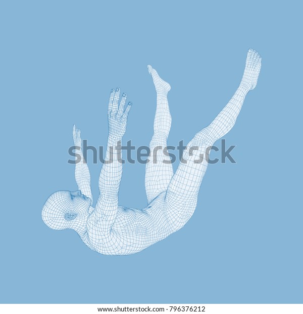 3d Man Slipping Falling Silhouette Man Stock Vector (Royalty Free ...