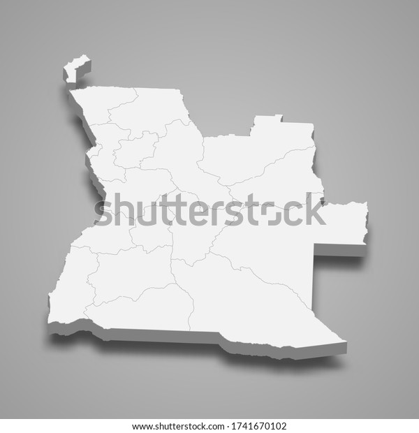 3d Map Angola Borders Regions Stock Vector (Royalty Free) 1741670102 ...