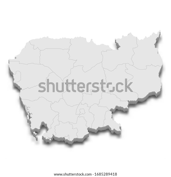 3d Map Cambodia Borders Regions Stock Vector (Royalty Free) 1685289418 ...