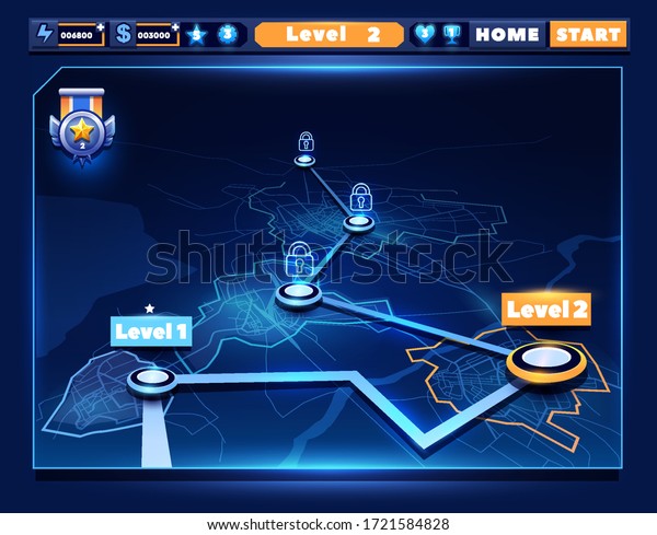 Mapa 3D de niveles de juego: vector de stock (libre de regalías ...