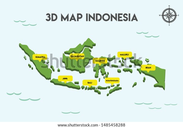 3d Map Indonesia Covering All Islands Stock Vector (Royalty Free ...