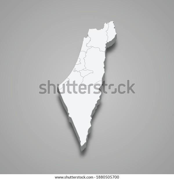 3d map of Israel with borders of regions