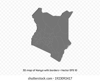 3d Map Kenya Borders Isolated On Stock Vector (Royalty Free) 1923092417 ...