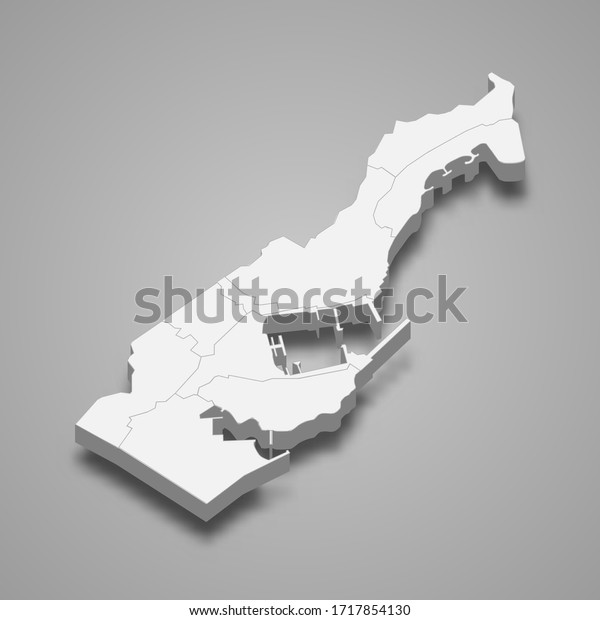 3d Map Monaco Borders Regions Stock Vector (Royalty Free) 1717854130 ...
