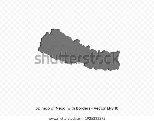 3d Map Nepal Borders Isolated On Stock Vector (Royalty Free) 1925233292 ...