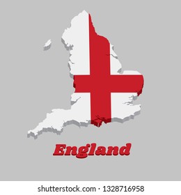 3d Map Outline Flag England Red Stock Vector (Royalty Free) 1328716958 ...