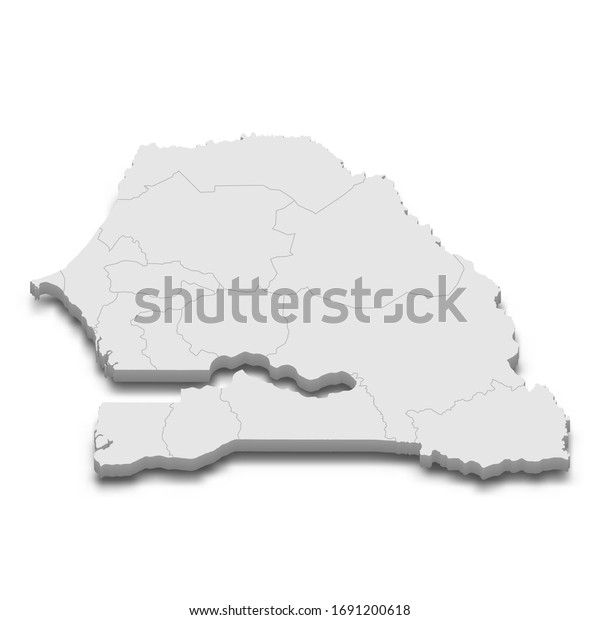 3d Map Senegal Borders Regions Stock Vector (Royalty Free) 1691200618 ...