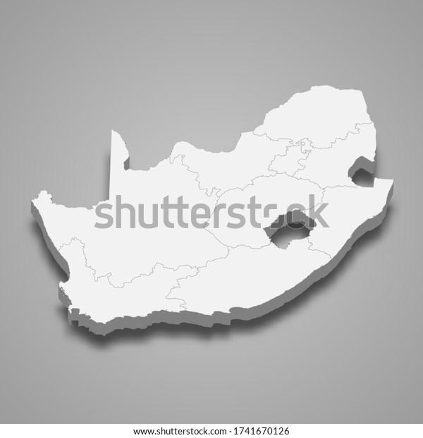 3d Map South Africa Borders Regions Stock Vector (Royalty Free ...