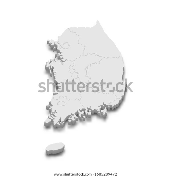 3d Map South Korea Borders Regions Stock Vector (Royalty Free ...