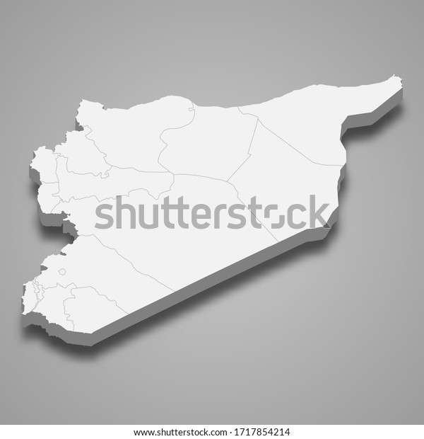 3d Map Syria Borders Regions Stock Vector (Royalty Free) 1717854214