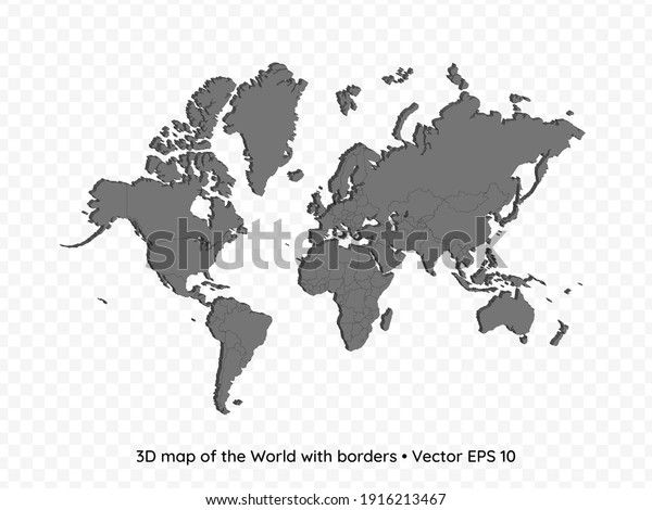 3d Map World Borders Isolated On Stock Vector (Royalty Free) 1916213467 ...